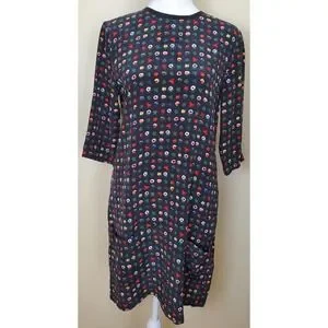 Dresses | Equipment Femme Aubrey Black Silk Floral Shift Dress Xs Mod ...